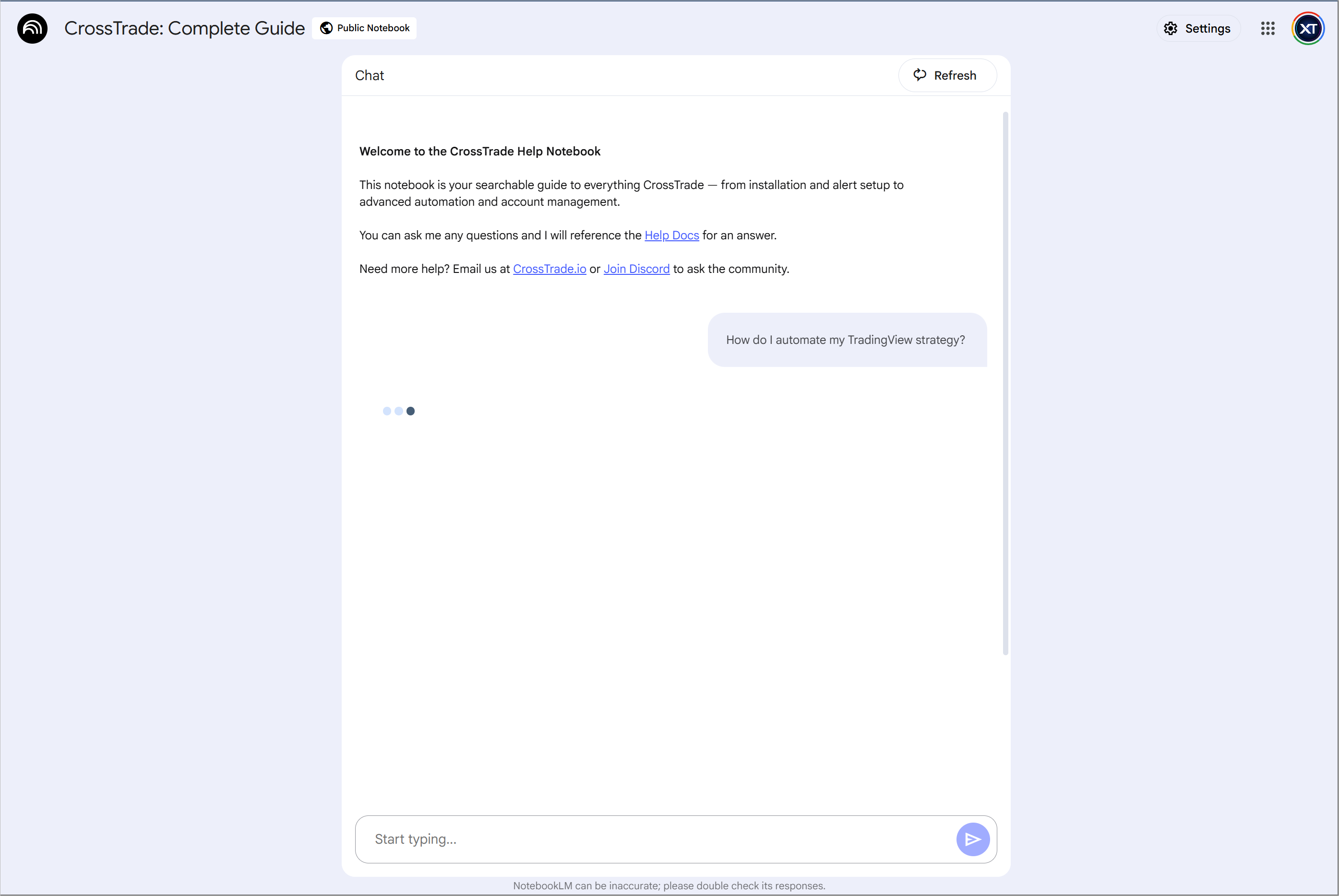 NotebookLM for Shared CrossTrade Documentation