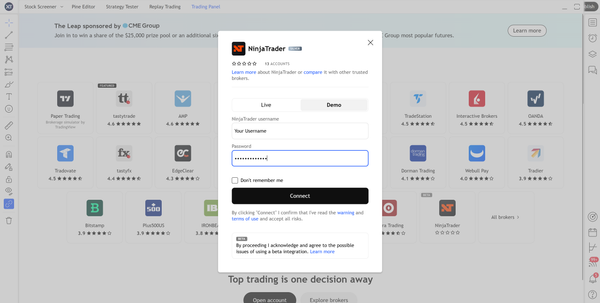 How to Connect NinjaTrader On TradingView